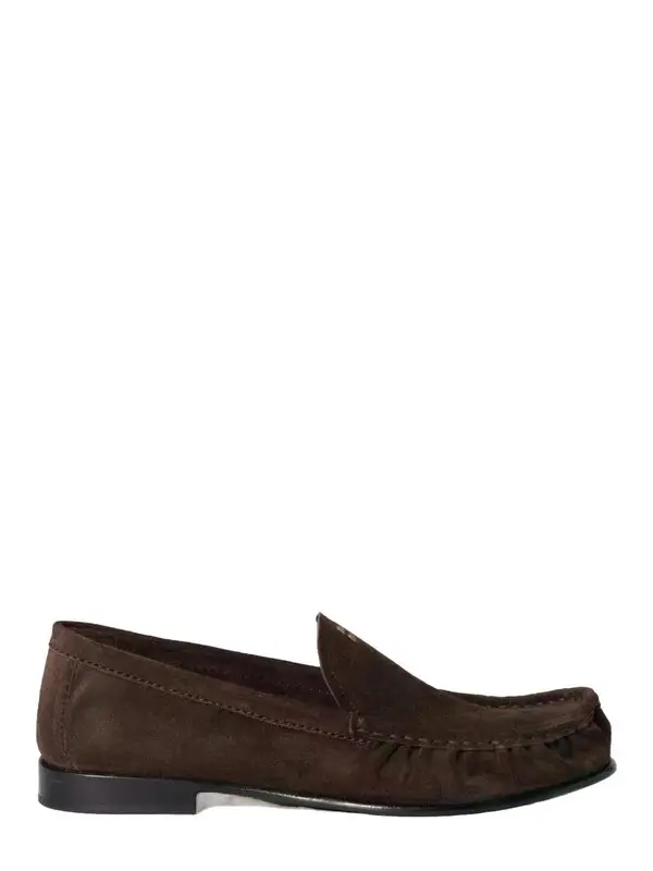 Miu Miu Logo-print Suede Loafers - Brown