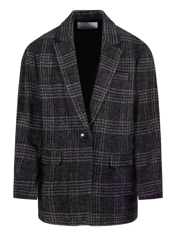 MARANT ETOILE Checked Single-breasted Blazer - Grey