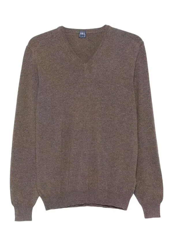 Fedeli V-neck Cashmere Sweater - Brown