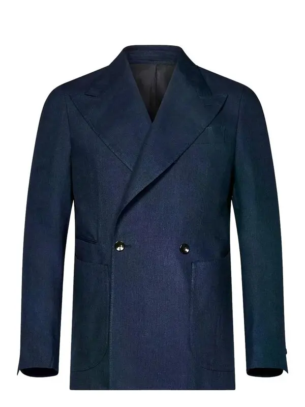 FRANZESE COLLECTION Double-breasted Peak-lapel Blazer - Blue