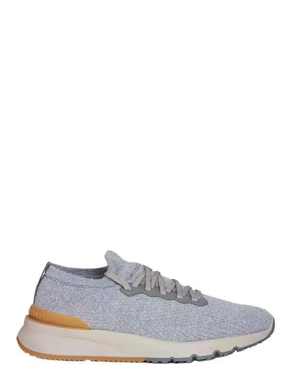 Brunello Cucinelli Jacquard Wool Knit Sneakers - Grey