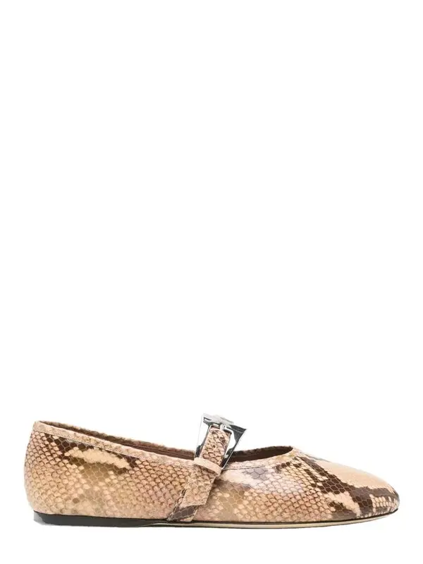 Paris Texas Sveva Snakeskin Buckle Ballet Flats - Neutrals