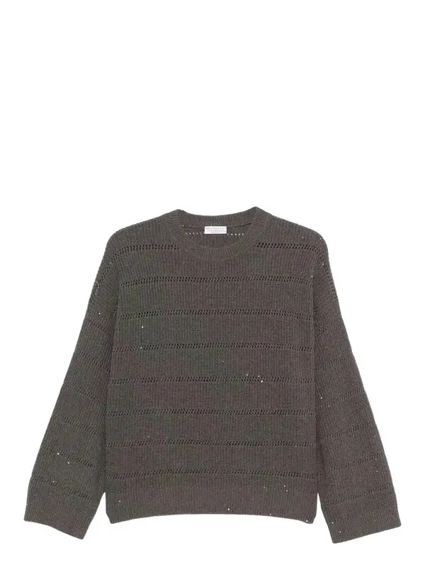 Brunello Cucinelli Sequin-embellished Knit Sweater - Grey