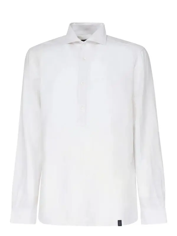 FAY Spread-collar Cotton Polo Shirt - White