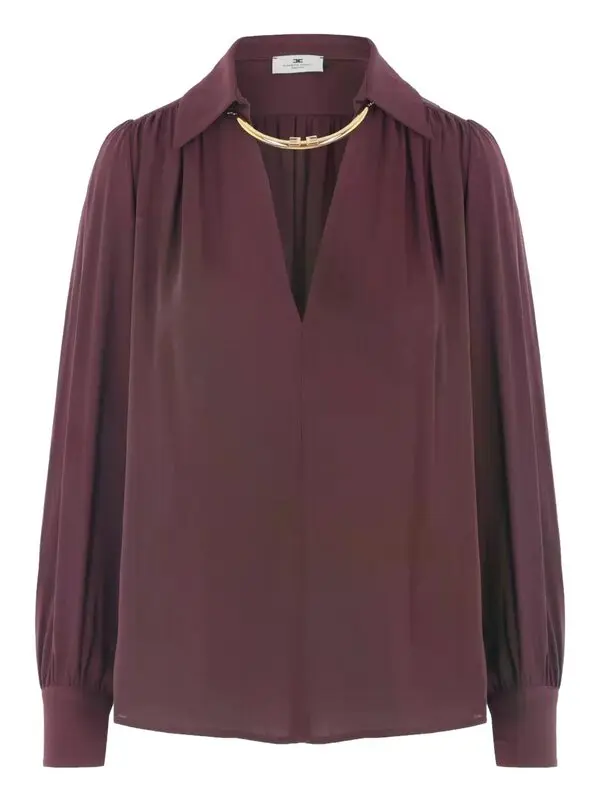Elisabetta Franchi Pleated-collar Blouse - Purple