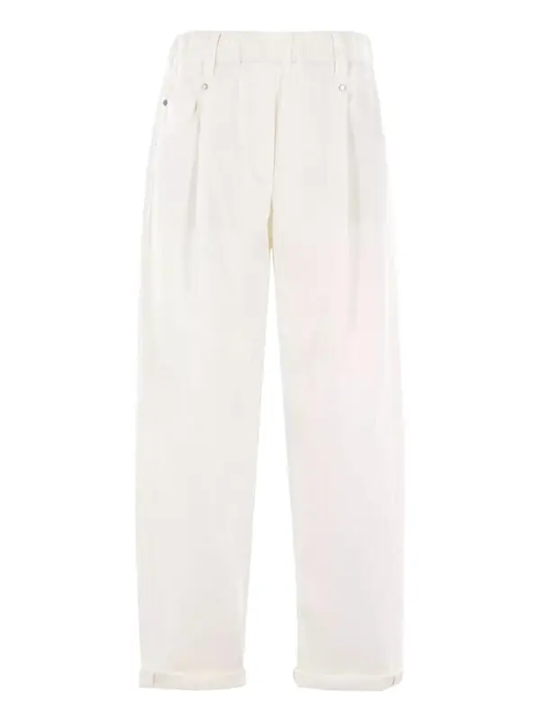 Brunello Cucinelli Elastic-waist Trousers - White
