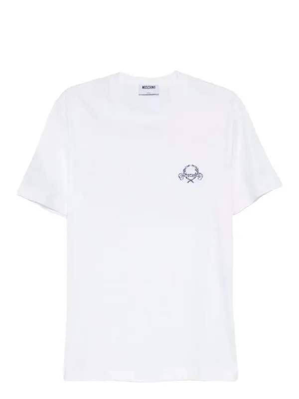 Moschino Logo-embroidered Cotton T-shirt - White