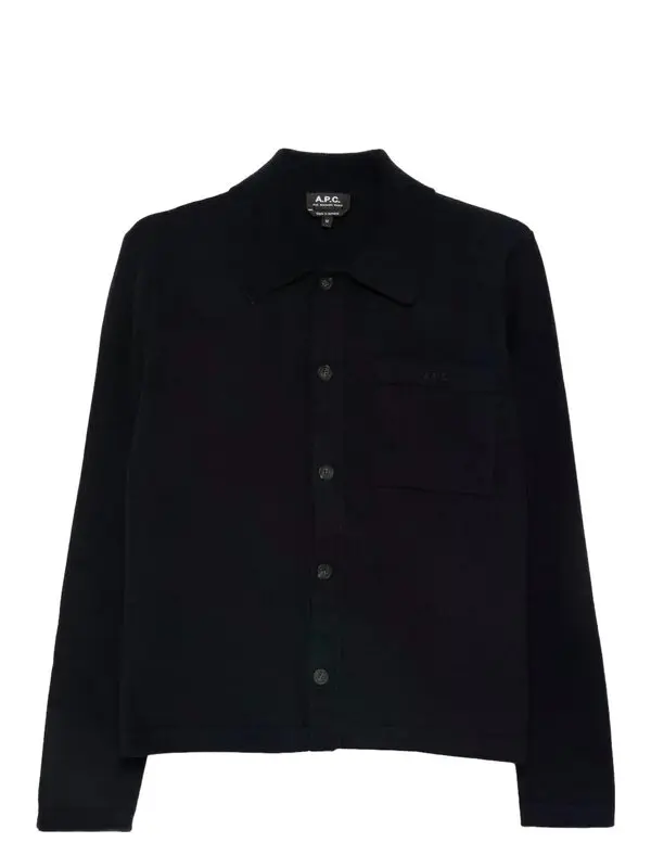 A.p.c. Polo-neck Buttoned Cardigan - Blue