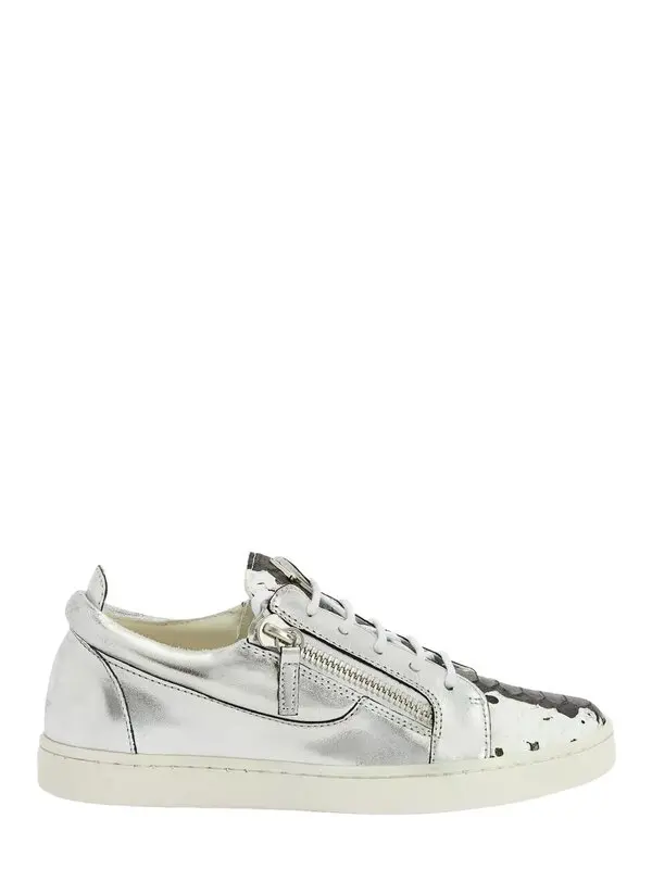 GIUSEPPE ZANOTTI Nicki Metallic Leather Sneakers - Grey