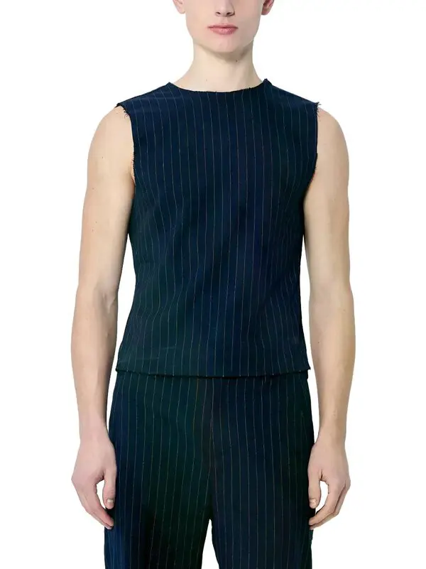 ENTIRE STUDIOS Pinstriped Sleeveless Vest - Blue