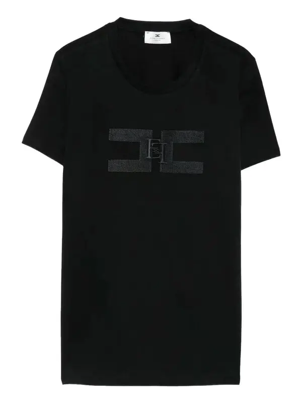 Elisabetta Franchi Logo-embroidered T-shirt - Black