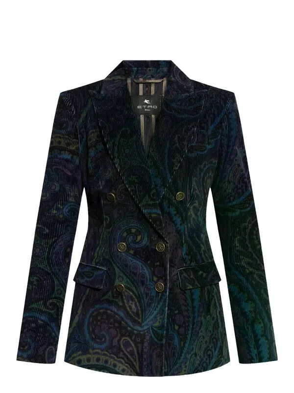 Etro Corduroy Double-breasted Blazer - Blue