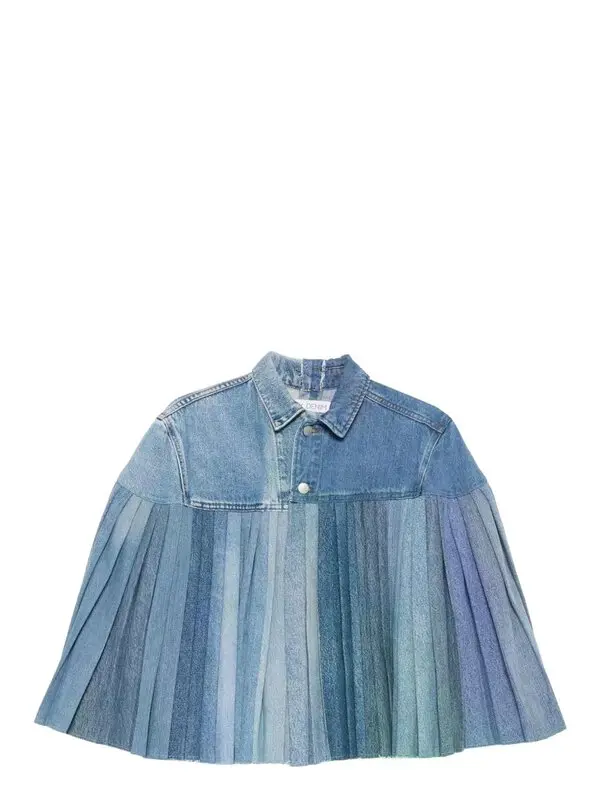 E.L.V. DENIM Pleated Denim Cape - Blue