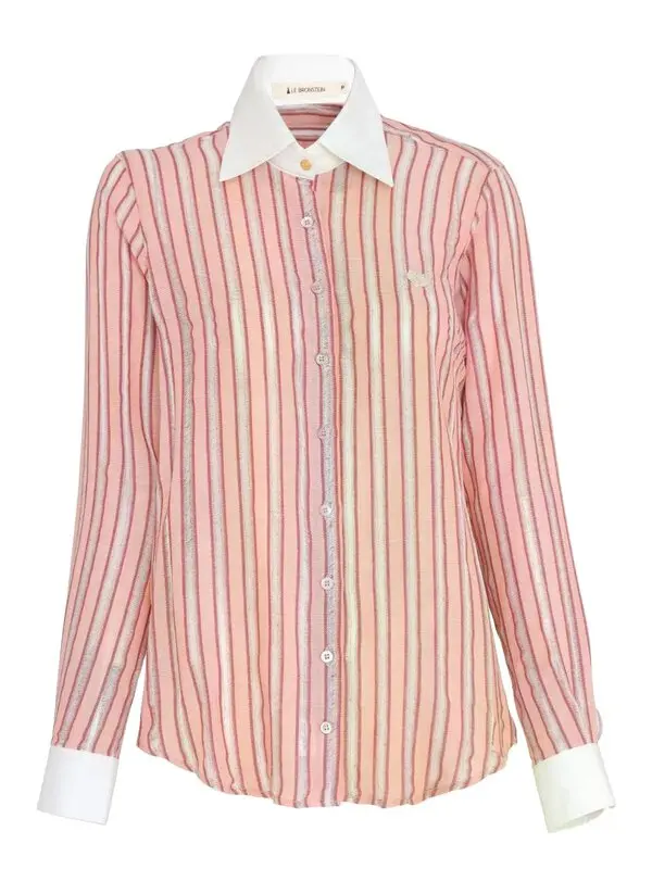LETHICIA BRONSTEIN Striped Embroidered Shirt - Pink