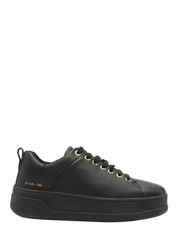Geox Spherica Ecub Leather Platform Sneakers - Black