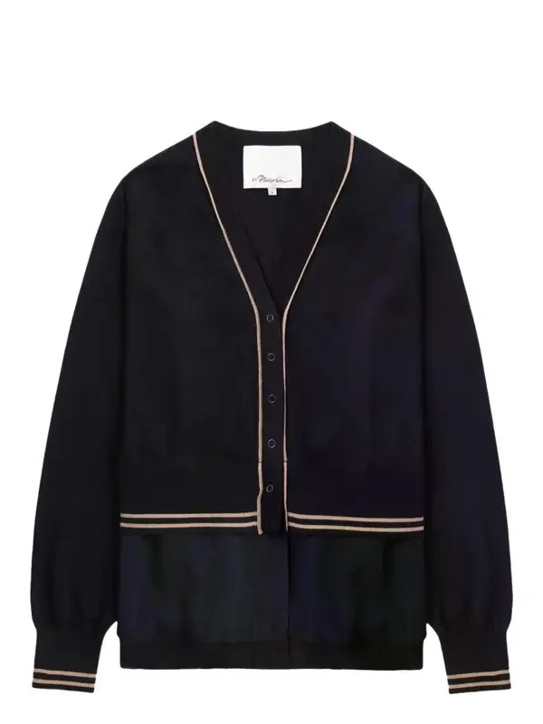 3.1 Phillip Lim Chiffon-hem V-neck Wool Cardigan - Blue