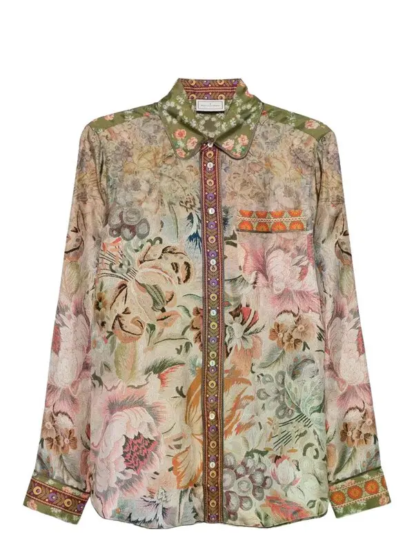 PIERRE-LOUIS MASCIA Floral-print Shirt - Green
