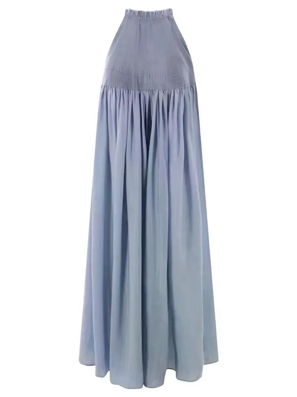 RENATA BRENHA Pleated Halterneck Maxi Dress - Blue