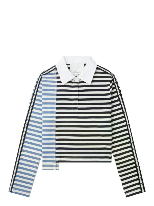 3.1 Phillip Lim Striped Panelled Polo Top - Black