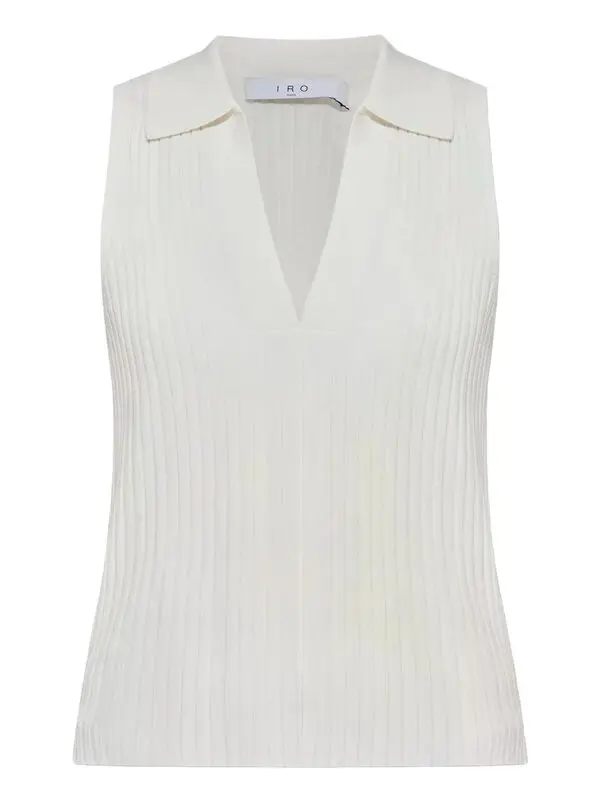 IRO PARIS Sleeveless Ribbed V-neck Top - White