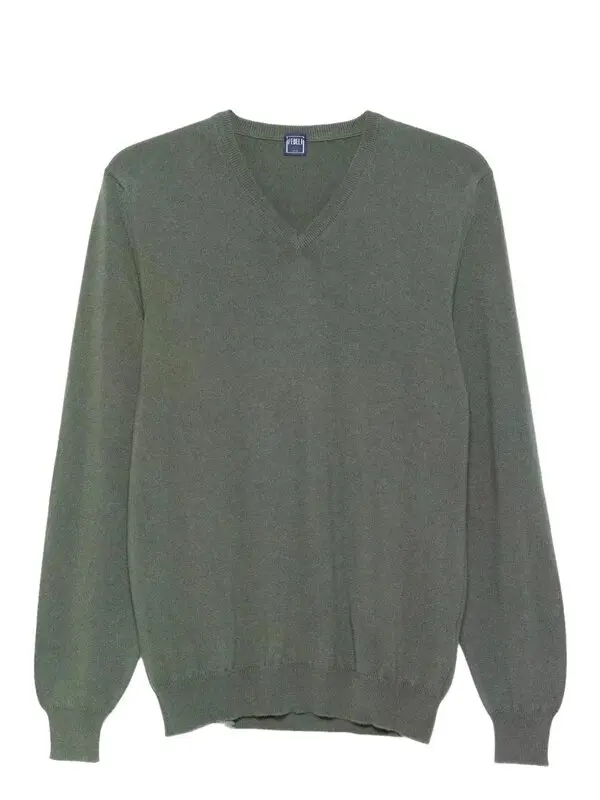 Fedeli V-neck Cashmere Sweater - Green