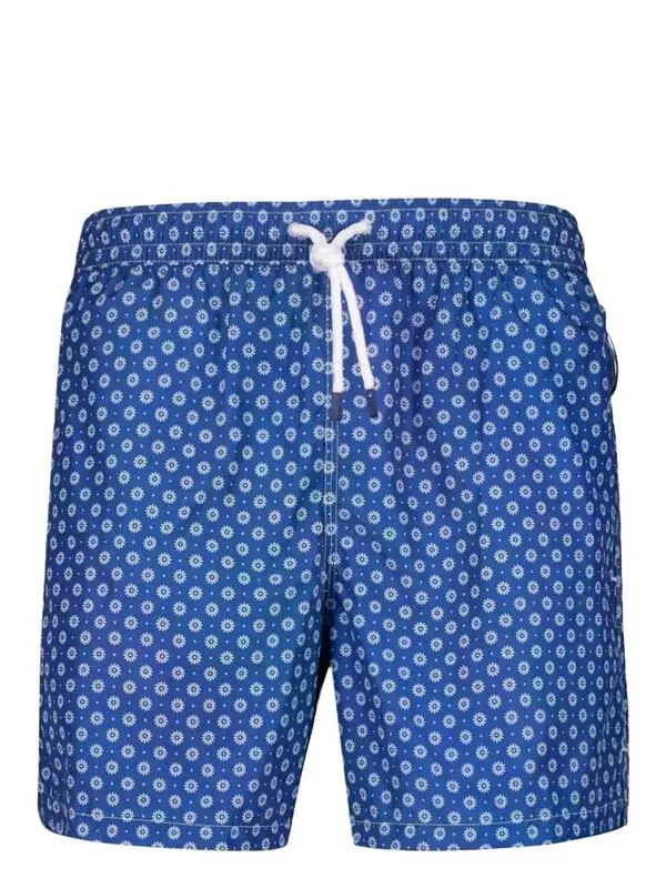 Fedeli Printed Swim Trunks - Blue