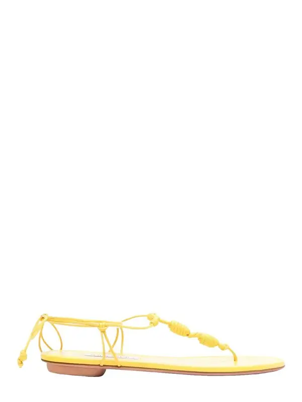 AQUAZZURA Oaxaca Knotted Leather Sandals - Yellow
