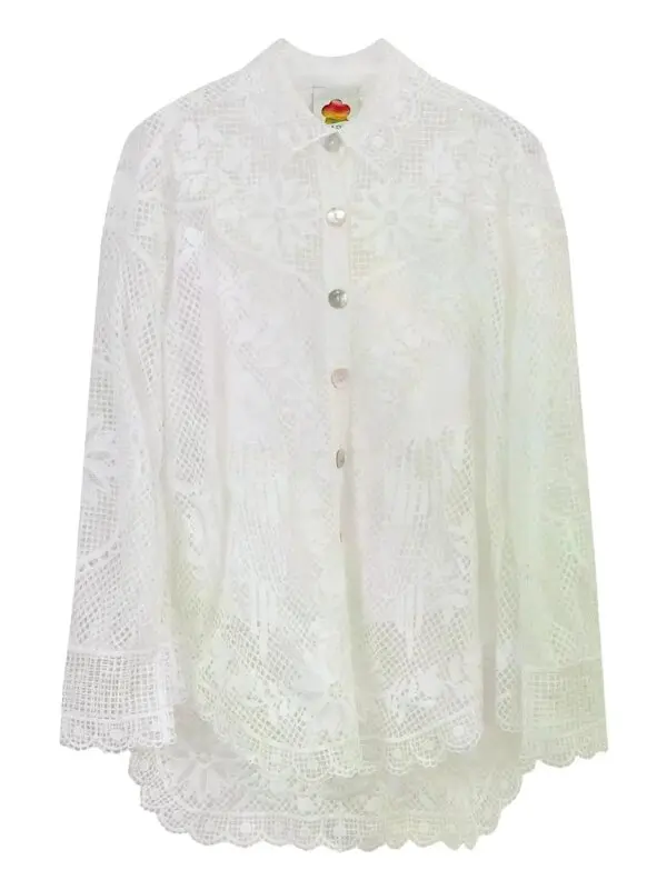 Farm Rio Guipure Lace Shirt - White