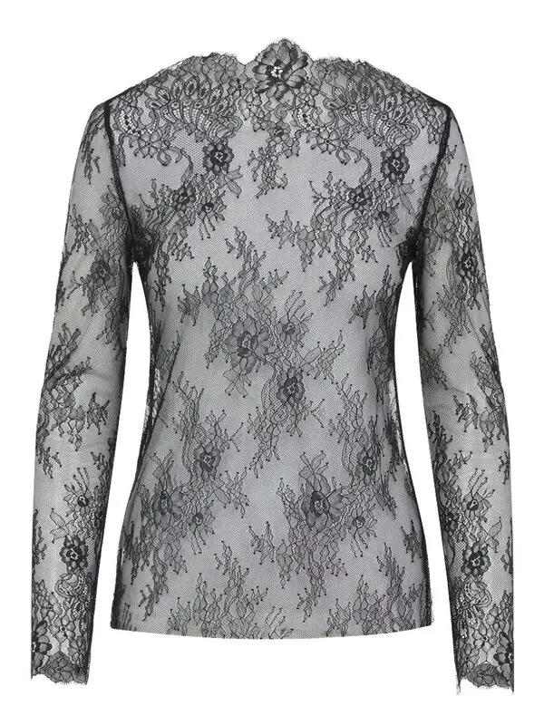 Alberta Ferretti Floral Lace Long-sleeve Top - Black