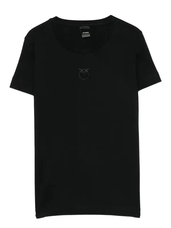 Pinko Logo-embroidered Cotton T-shirt - Black