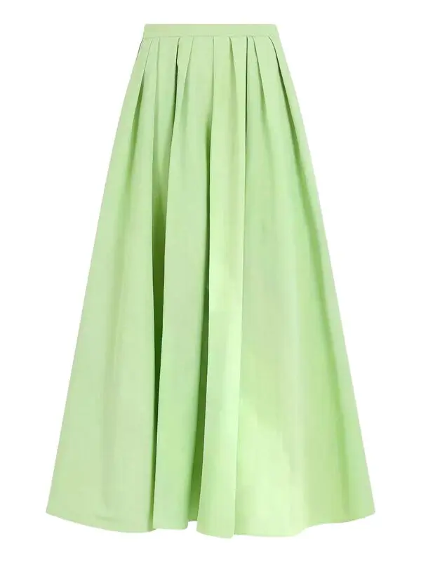 Rosie Assoulin Cotton-blend Pleated Midi Skirt - Green