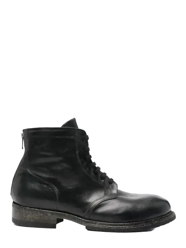 SHOTO Lace-up Zipped Biker Boots - Black