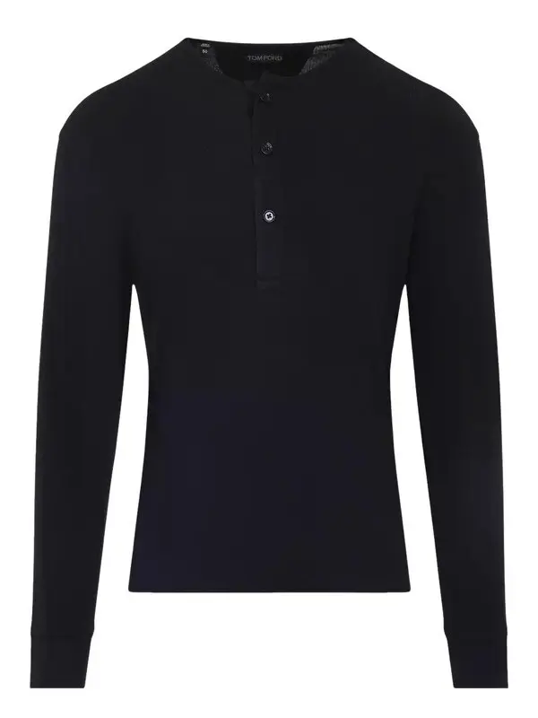 TOM FORD Button-placket Long-sleeve T-shirt - Black