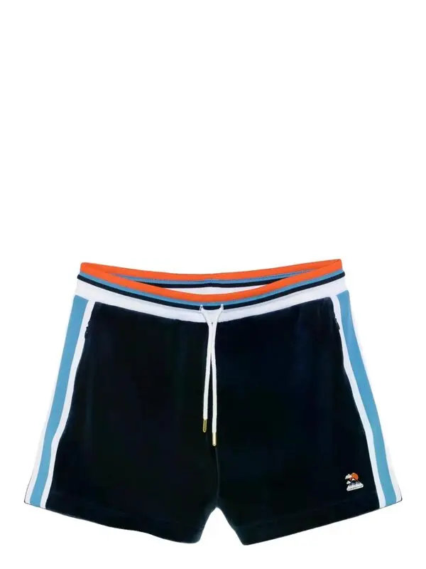 Casablanca Montagne Side-stripe Velvet Shorts - Blue