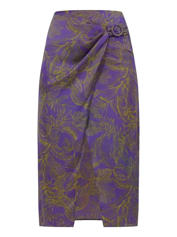 SIMONA CORSELLINI Floral-print Belted Midi Skirt - Purple