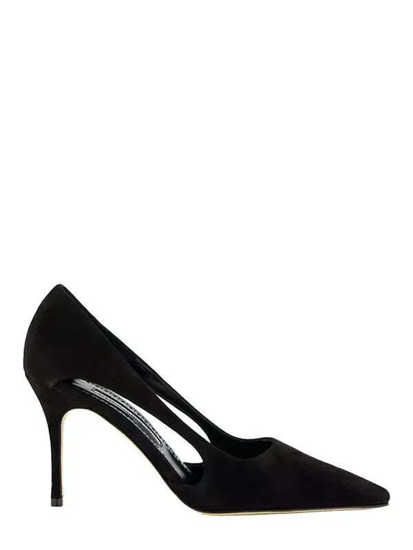 Manolo Blahnik 90mm Cut-out Suede Pumps - Black