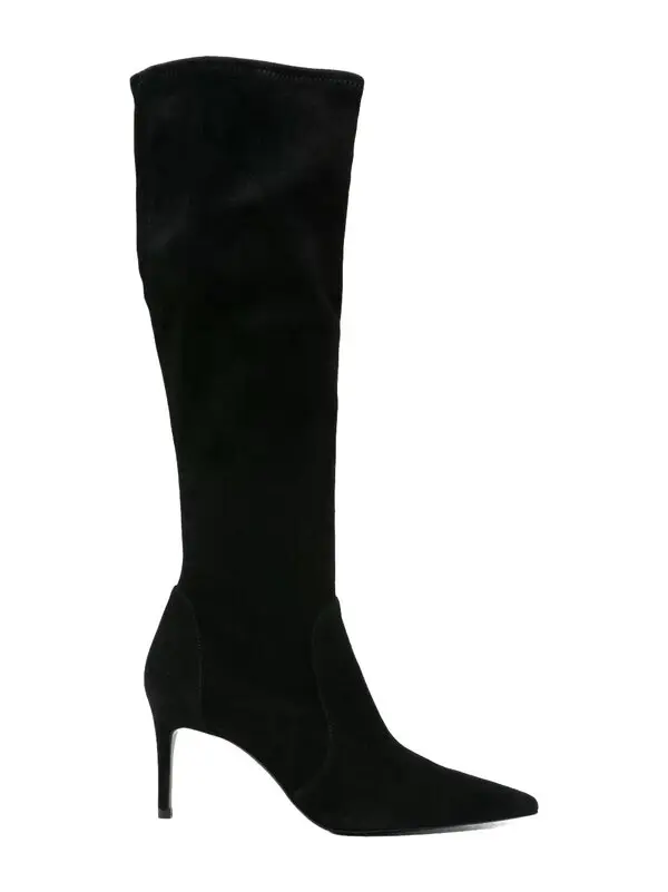 STUART WEITZMAN 80mm Pointed-toe Stretch-knit Boots - Black