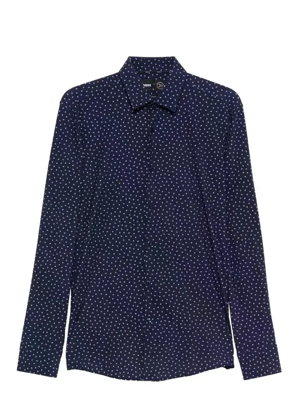 BOSS Long-sleeved Patterned Shirt - Blue