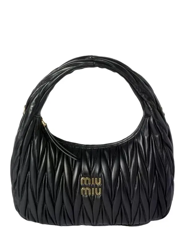 Miu Miu Wander Matelassé Leather Tote - Black