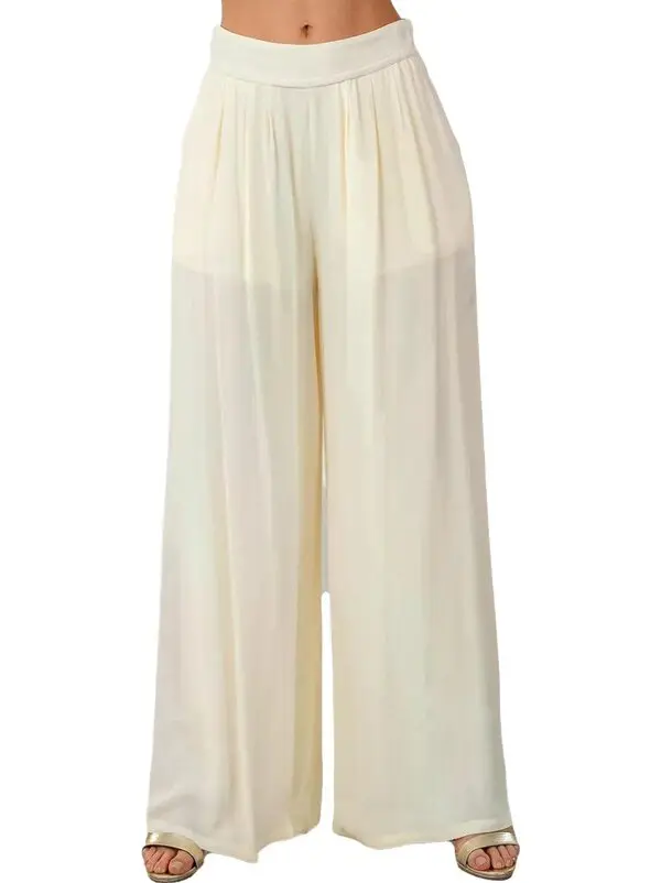 BABYLONE PARIS Pleated Semi-sheer Trousers - Neutrals