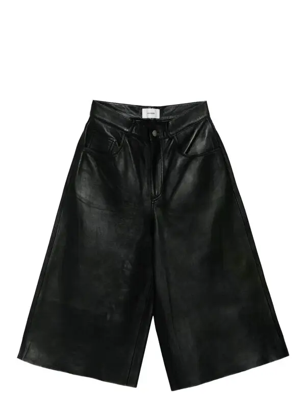 HAIKURE Leather Wide Leg Shorts - Black