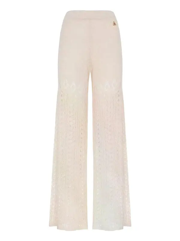 AKEP Knitted Lace-insert Trousers - Neutrals