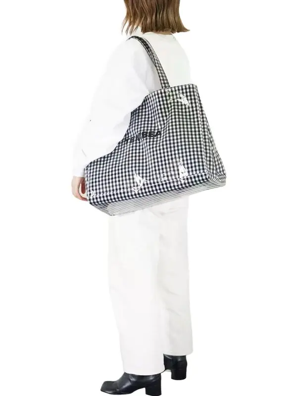 TEMBEA Gingham Coated Canvas Shoulder Bag - Black