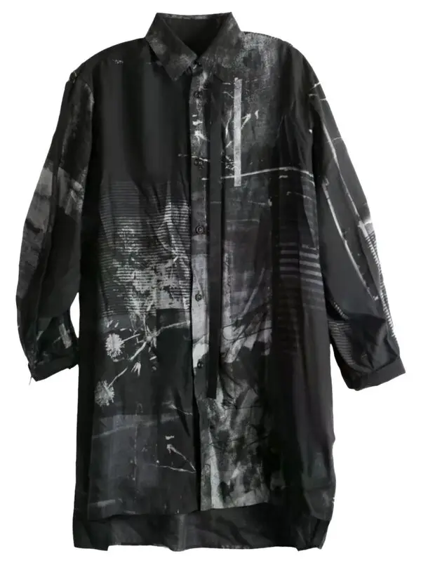 Y’s Abstract-print Shirt Dress - Grey