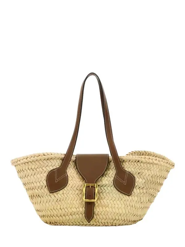 J & M DAVIDSON Straw Buckle Shoulder Bag - Neutrals