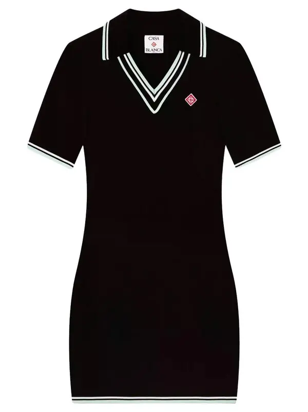 Casablanca Polo-neck Ribbed Dress - Black