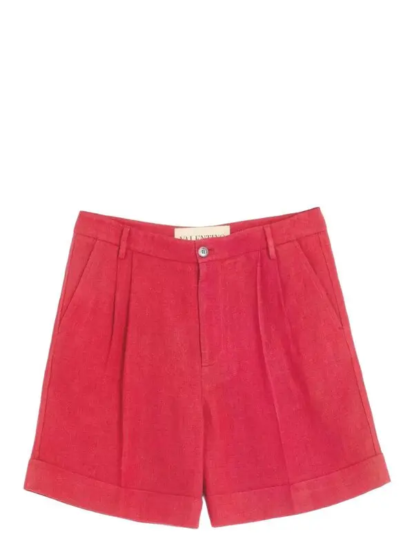 Valentino Garavani Cuffed Linen Bermuda Shorts - Red