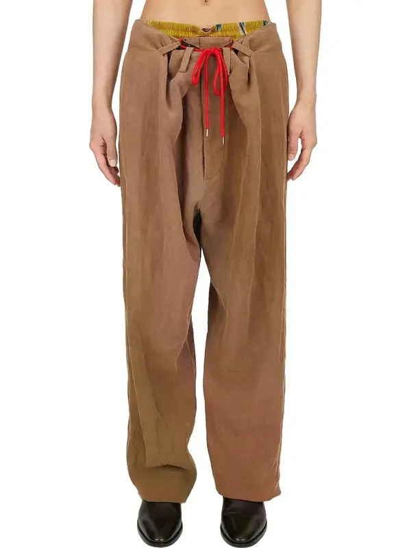 VIVIENNE WESTWOOD Drawstring Linen Trousers - Brown