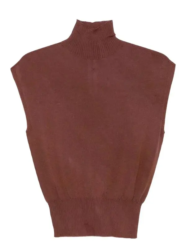 Rick Owens Ribbed Turtleneck Top - Brown