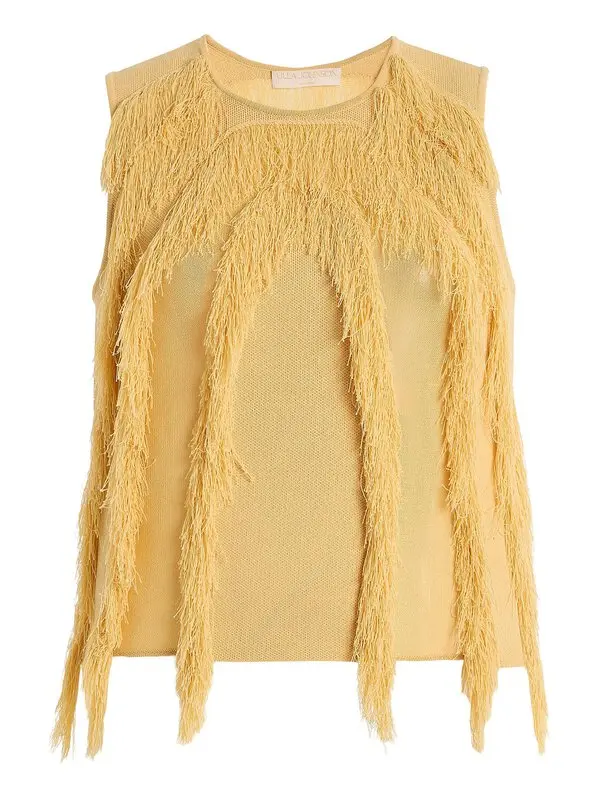 Ulla Johnson Bonnie Sleeveless Fringe Top - Yellow